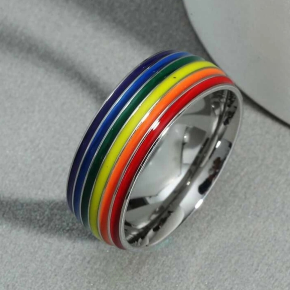 None | Accessories | Lgbt Gay Pride Flag Stainless Steel Ring | Poshmark